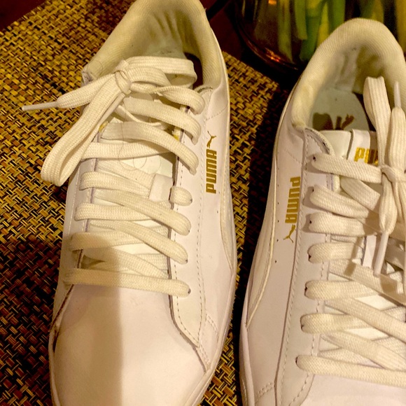 Puma | Shoes | White Leather Puma Sneakers With Soft Foam In Soles ...